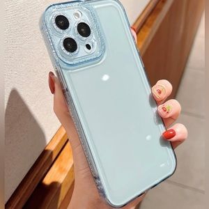 Accessories | Light Blue Transparent Phone Case With Glitter Detailing ...